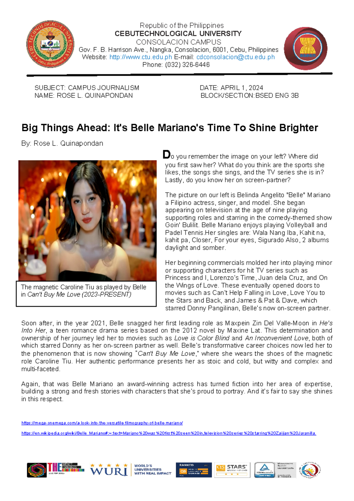 Feature-writinggg - SAMPLE OF FEATURE WRITING. - Republic of the ...