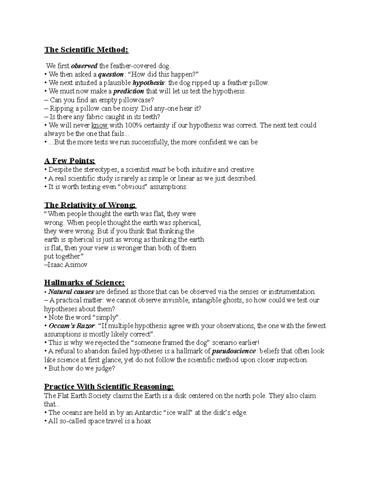 Science vs. Pseudoscience - The Scientific Method: We first observed ...