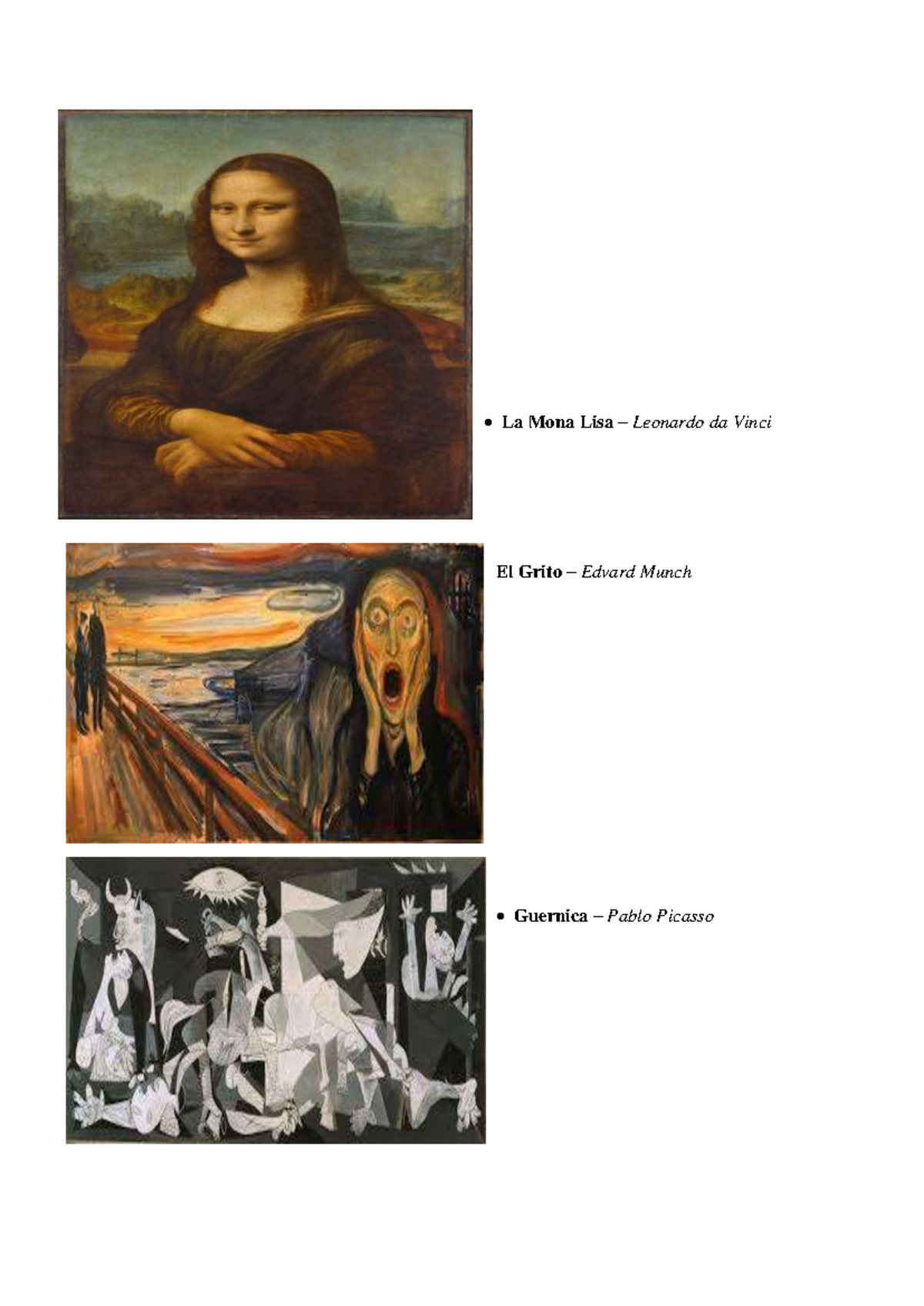 15 Obrsa - jhvhv - La Mona Lisa – Leonardo da Vinci El Grito – Edvard ...