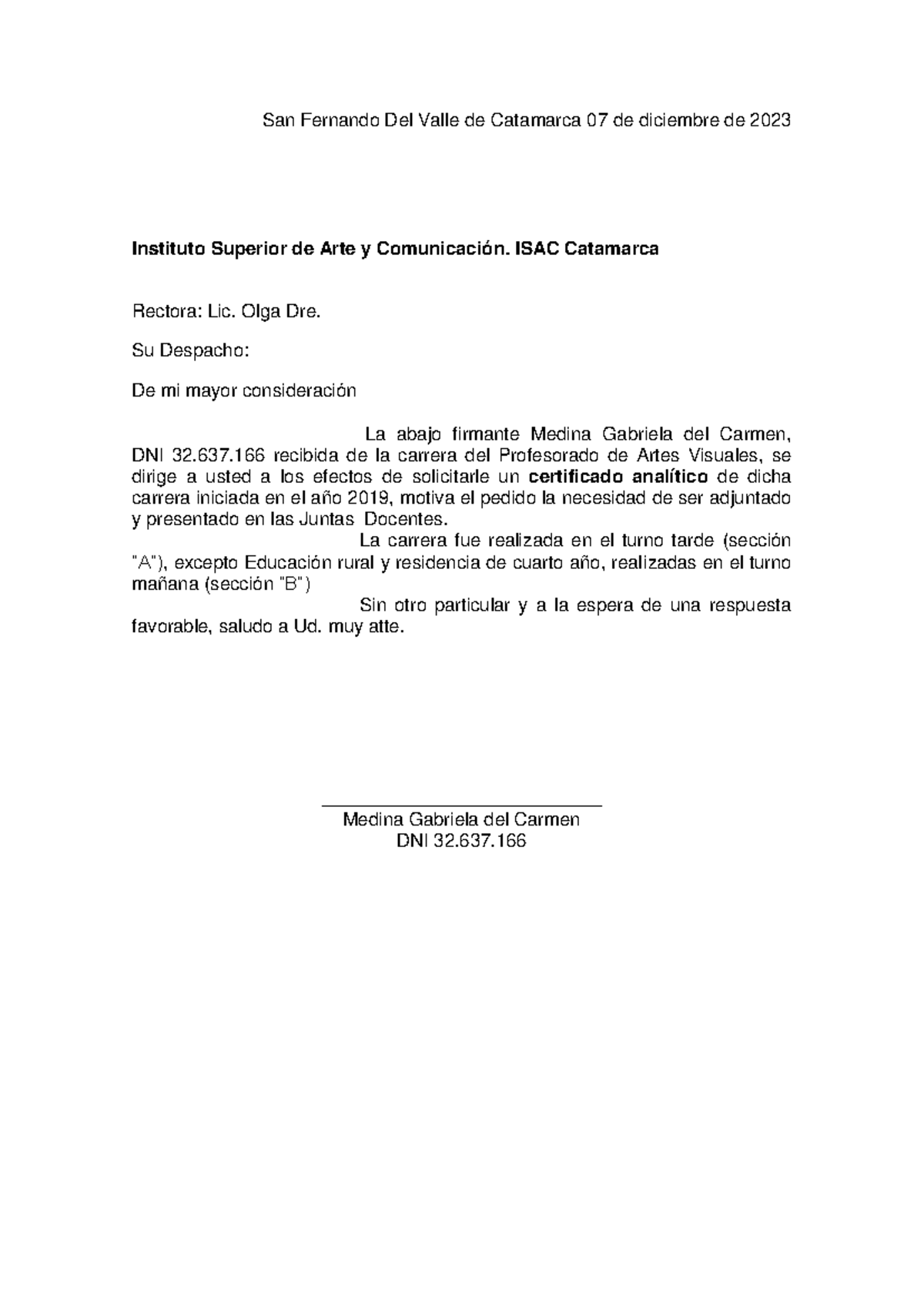 Nota ISAC - .... - San Fernando Del Valle de Catamarca 07 de diciembre ...