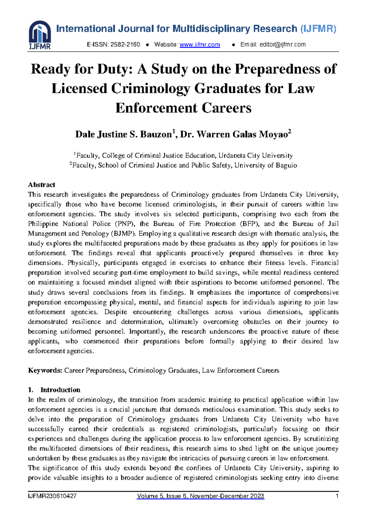 10427 - Introduction - E-ISSN: 2582- 2160 Website: ijfmr Email: editor ...