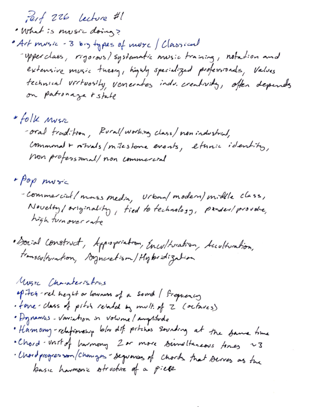 Lecture 1- types of music and characteristics - Perf 226 lecture # What ...