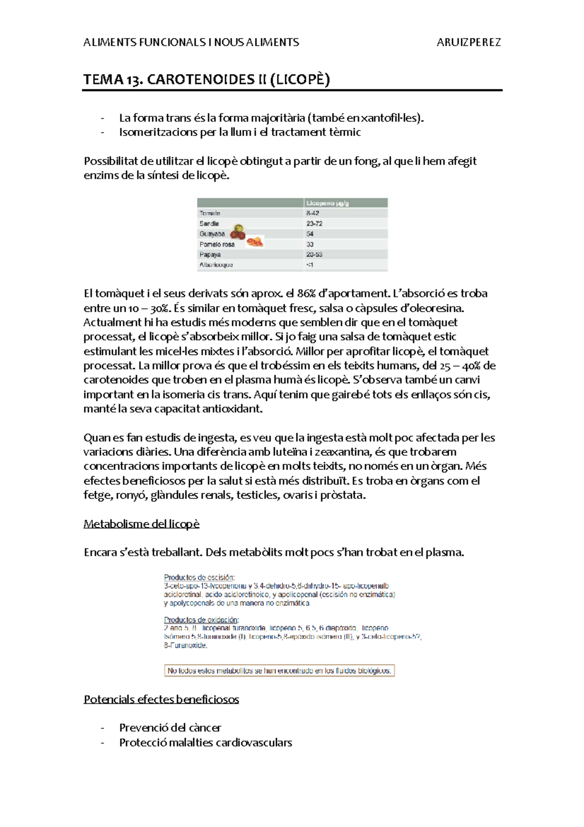 TEMA 13. LICOPÈ - ALIMENTS FUNCIONALS I NOUS ALIMENTS ARUIZPEREZ TEMA ...