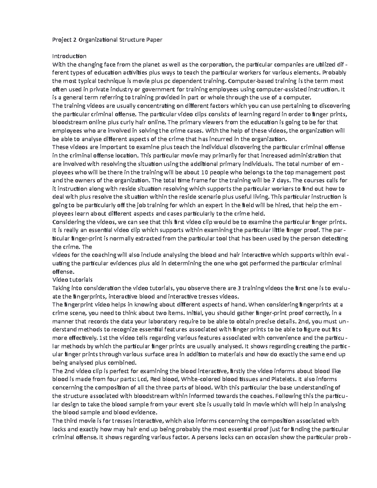 Assignment 2 Organizational Structure Paper - Project 2 Organizational ...