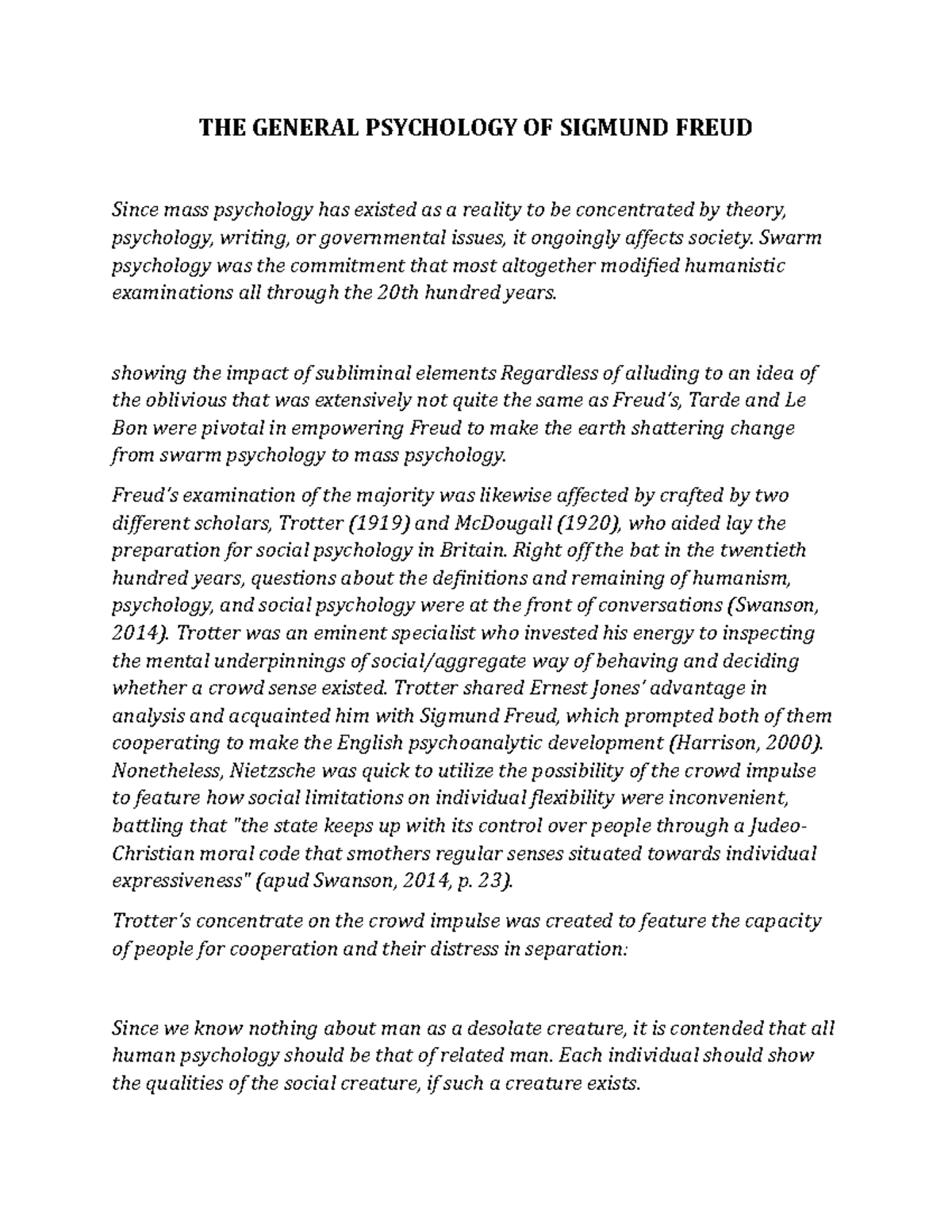 THE General Psychology OF Sigmund Freud - THE GENERAL PSYCHOLOGY OF ...