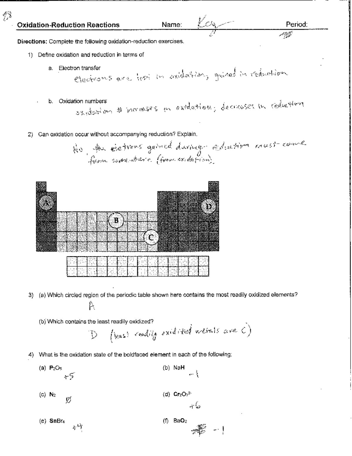 Oxidation-reduction key - SOC 316 - Studocu