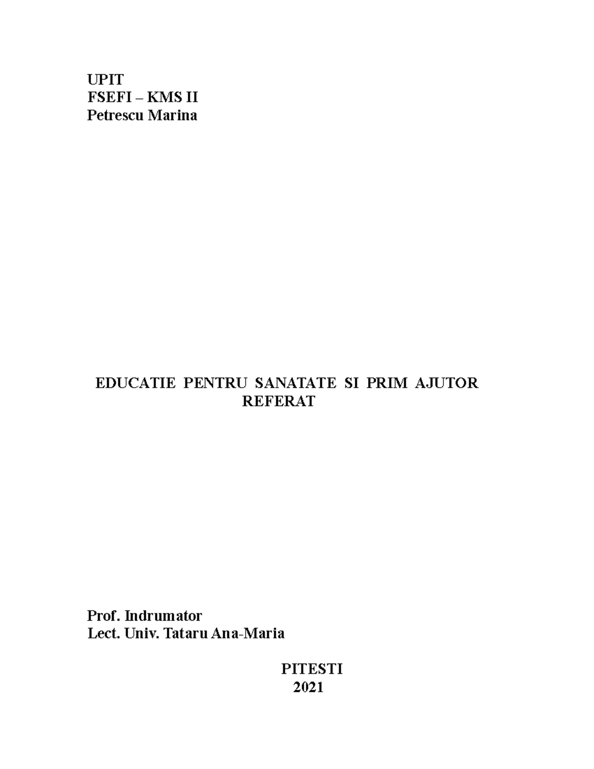 Petrescu Marina, KMS II, Luxatiil, Epspa - UPIT FSEFI – KMS II Petrescu ...