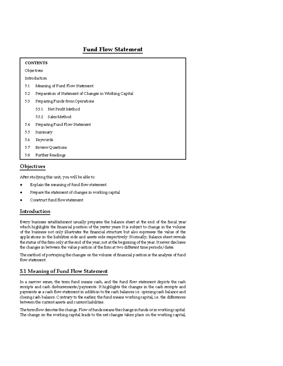 Fund flow statement and cash flow statement - Unit 5: Fund Flow ...