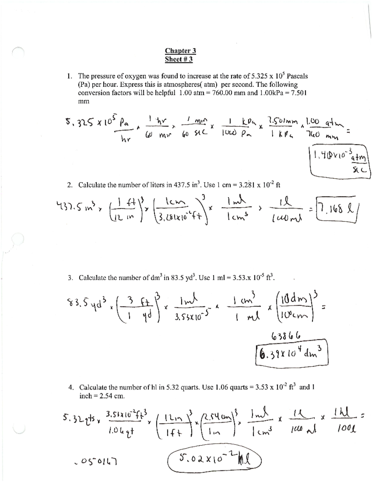 Unit 1 Sheet 3 - Unit 1 answer keys - Chapter 3 Sheet 3 1. The pressure ...