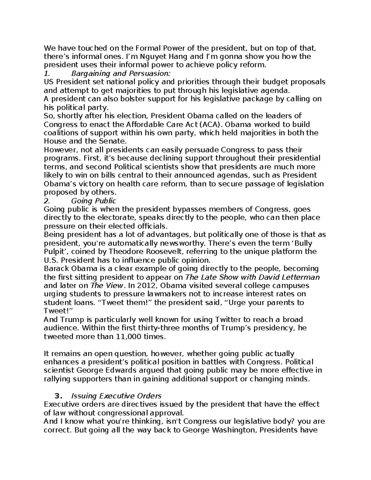 [AG] Presentation script - We have touched on the Formal Power of the ...