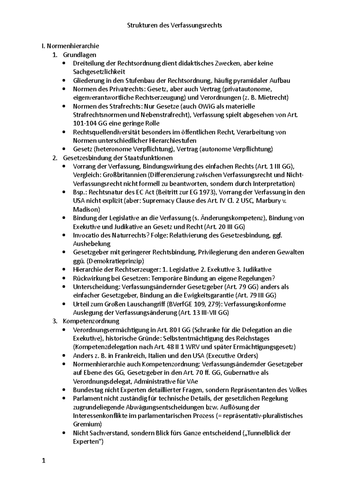 Strukturen des Verfassungsrechts - I. Normenhierarchie 1. Grundlagen ...