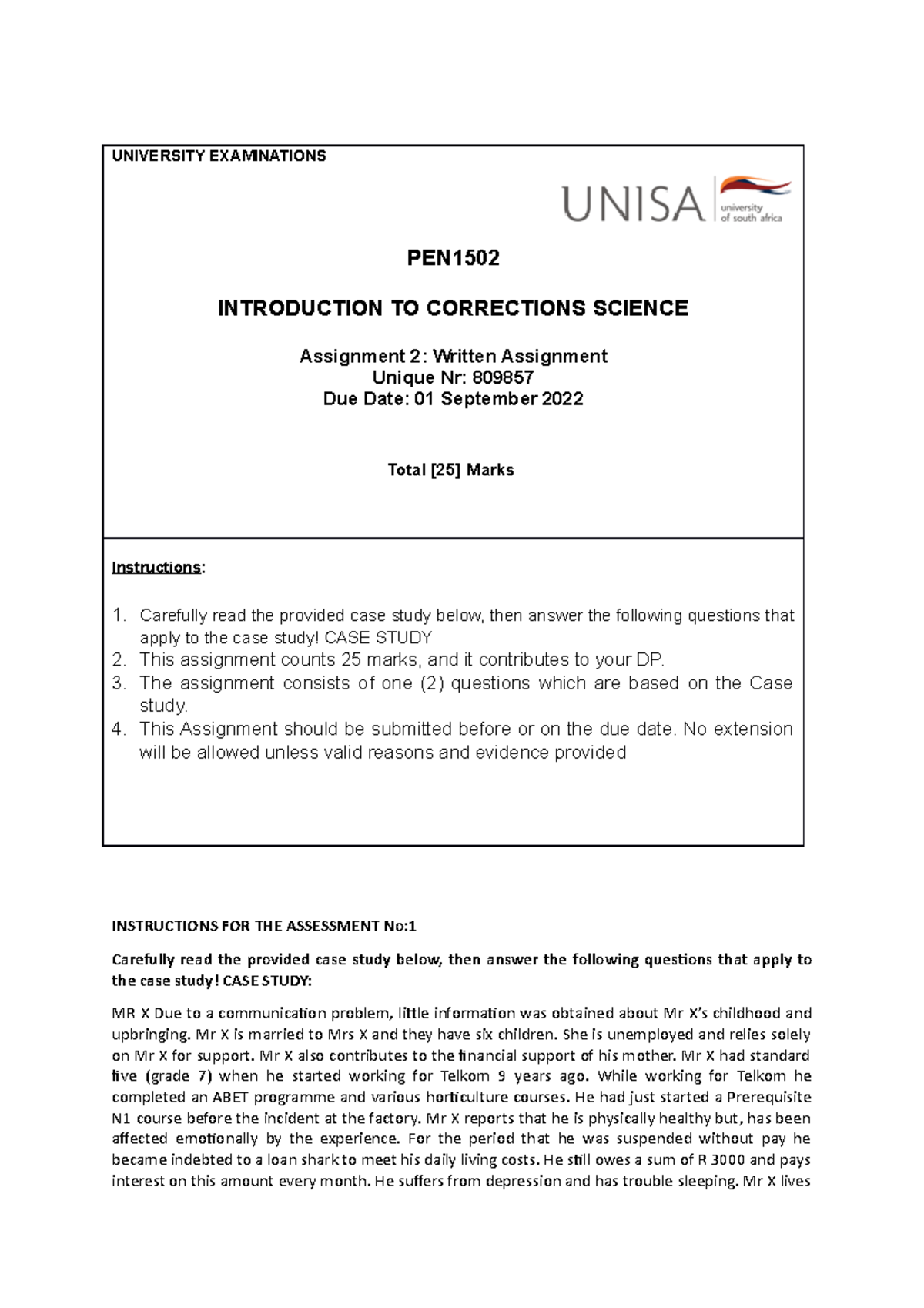 Assignment 3 written - UNIVERSITY EXAMINATIONS PEN INTRODUCTION TO ...