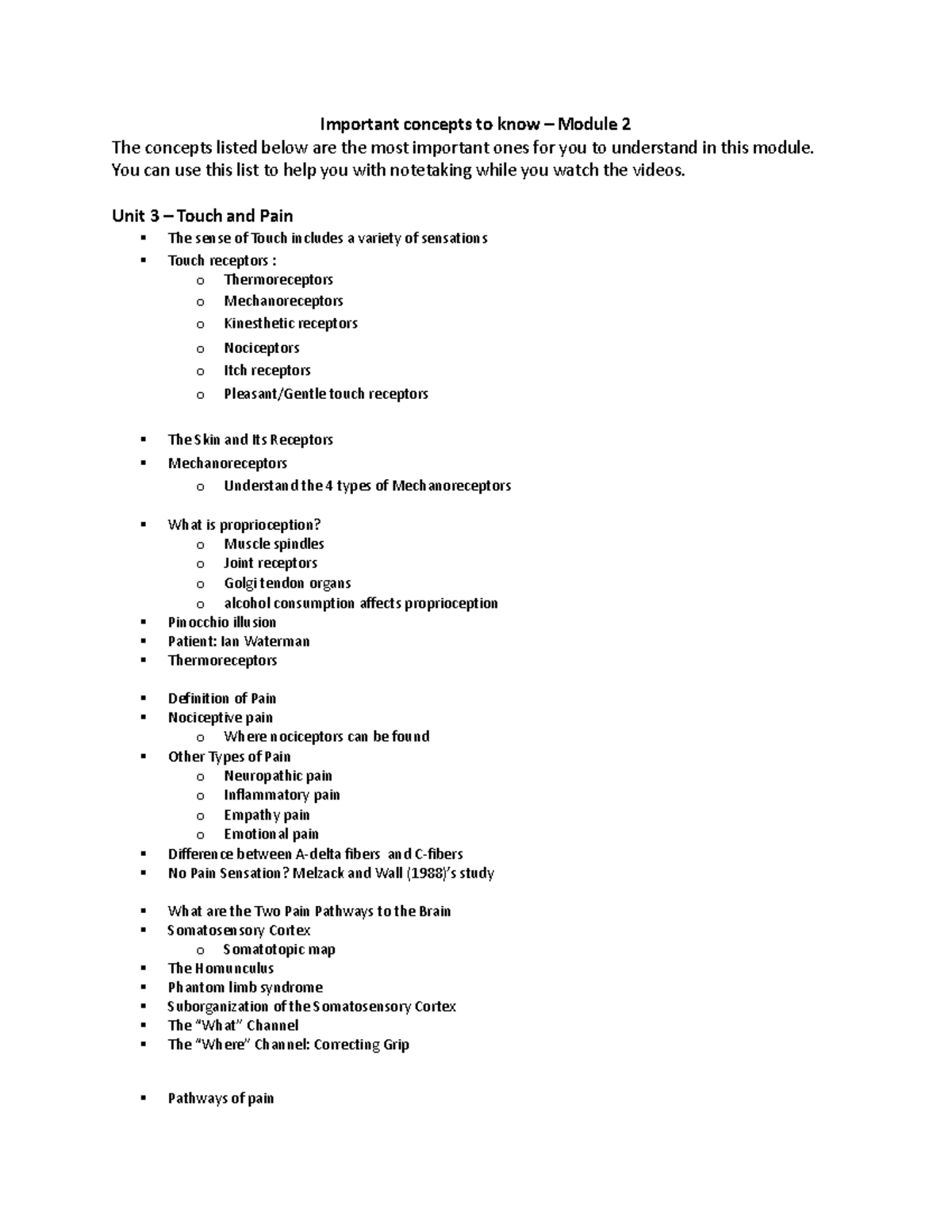 Module 2 study Guide - N/A - Important concepts to know – Module 2 The ...