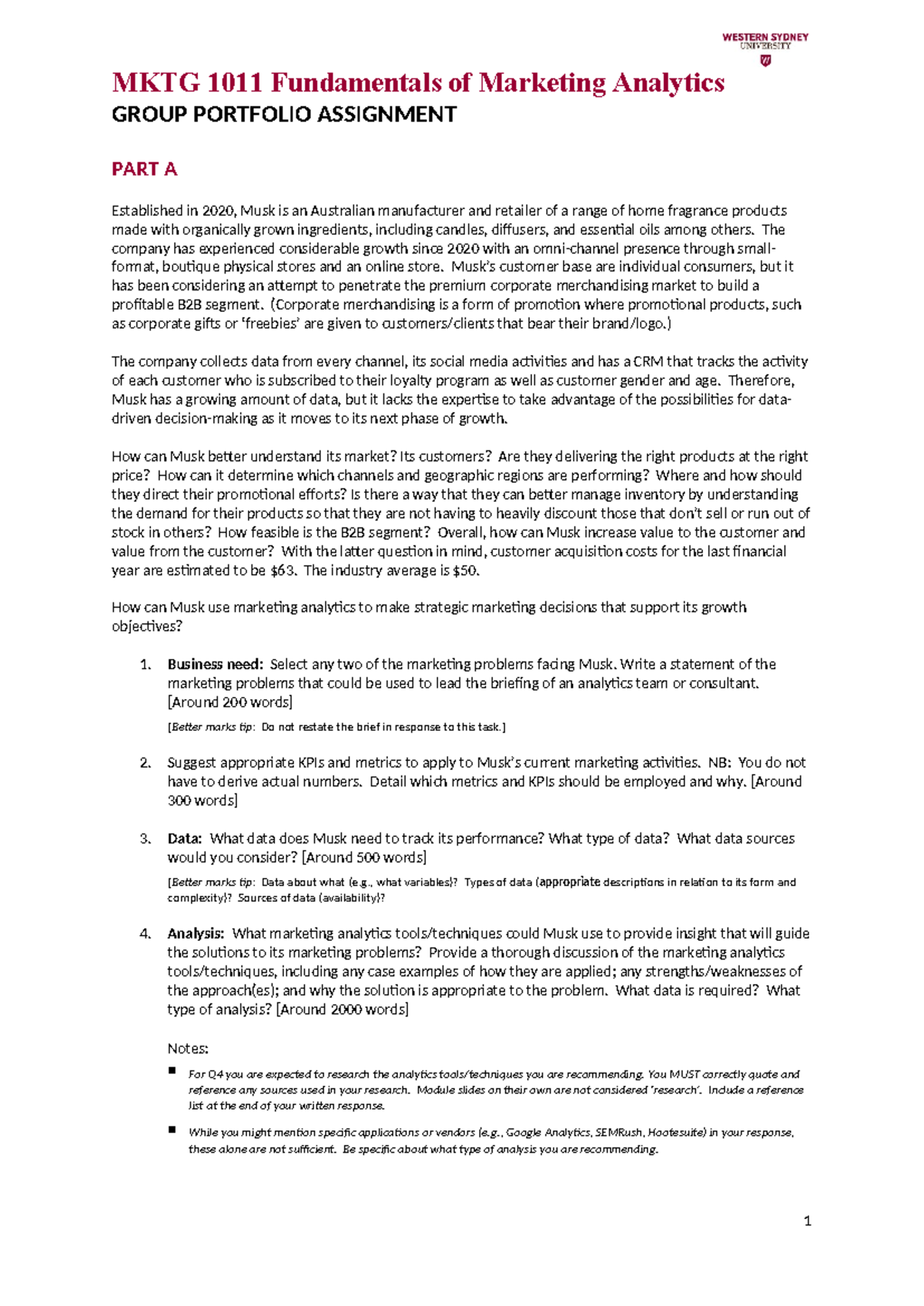 Group portfolio project S23 - MKTG 1011 Fundamentals of Marketing ...