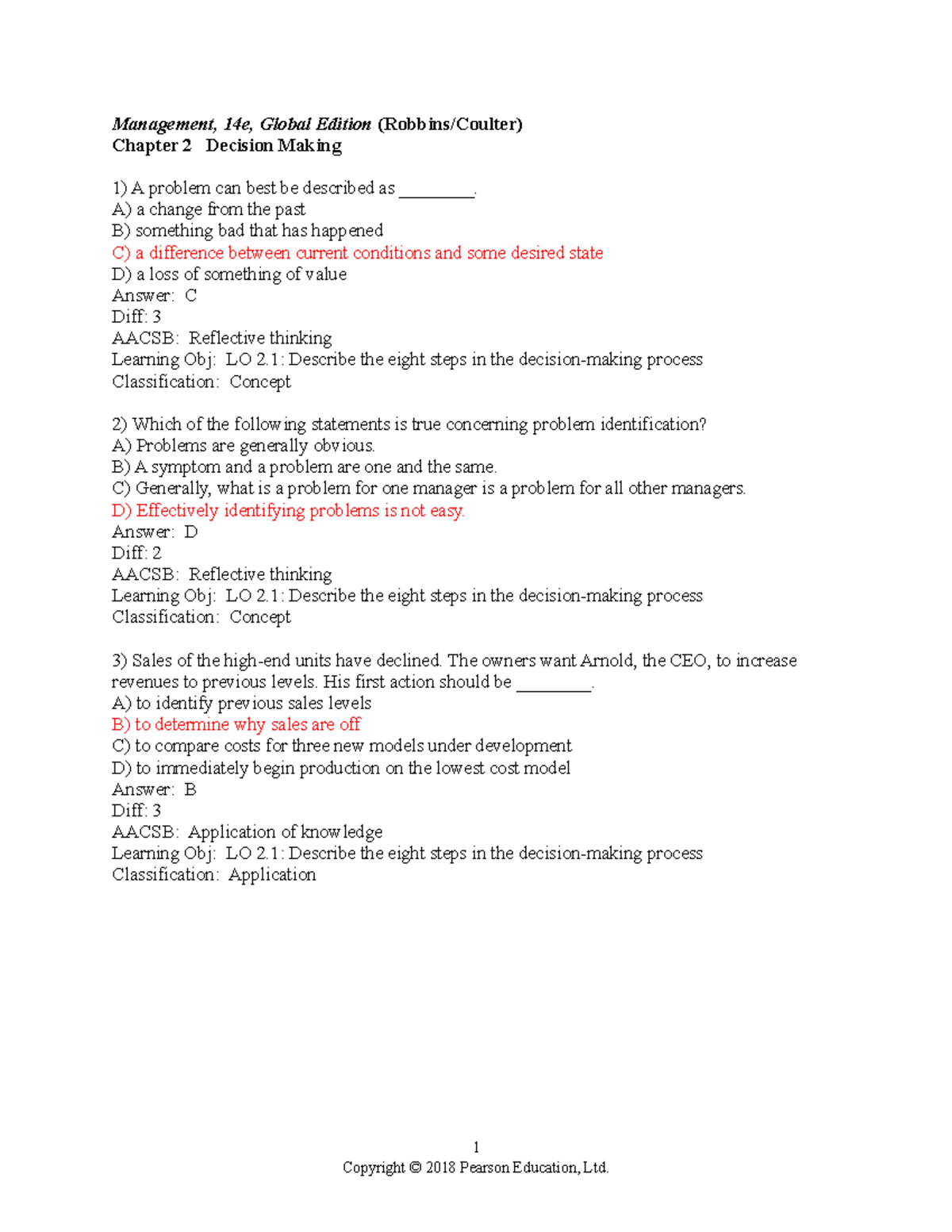 Chapter-2 mcq questions - Management, 14e, Global Edition (Robbins ...
