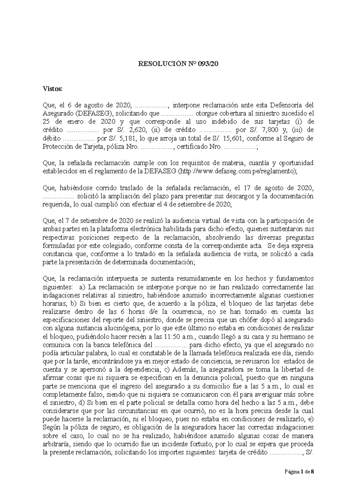 RES-093-20 - Resolución - RESOLUCIÓN N° 093/ Vistos: Que, el 6 de agosto de 2020, - Studocu