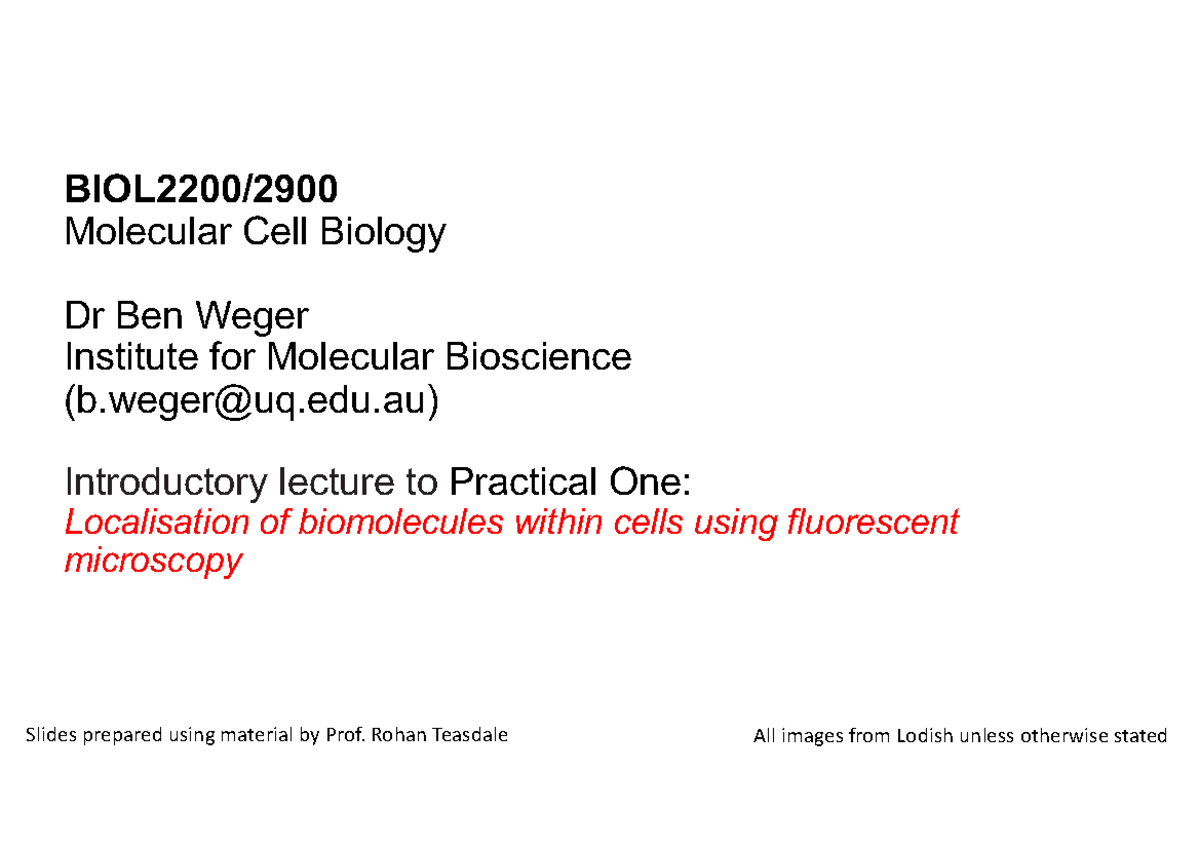 BIOL2200 Introduction to Practical One 2024 upload - BIOL2200 ...