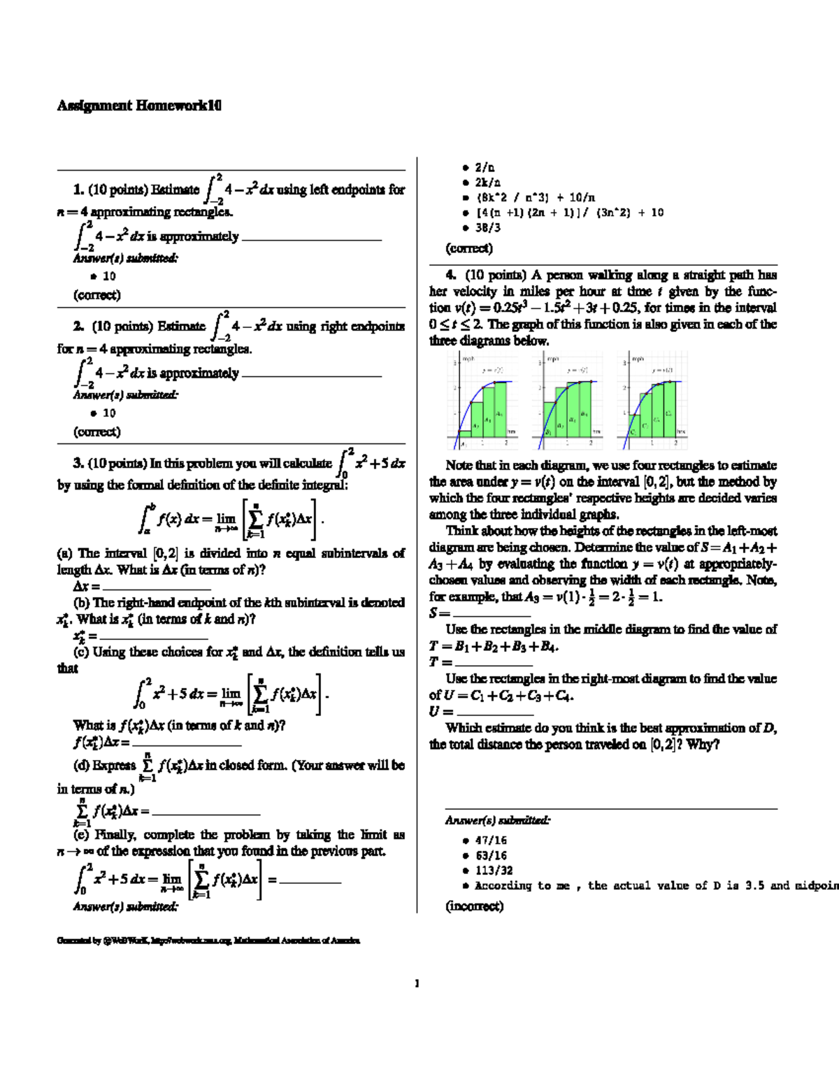 Maths HW 10 - CALC 1 Assignment 10 - MATH 1451 - Studocu