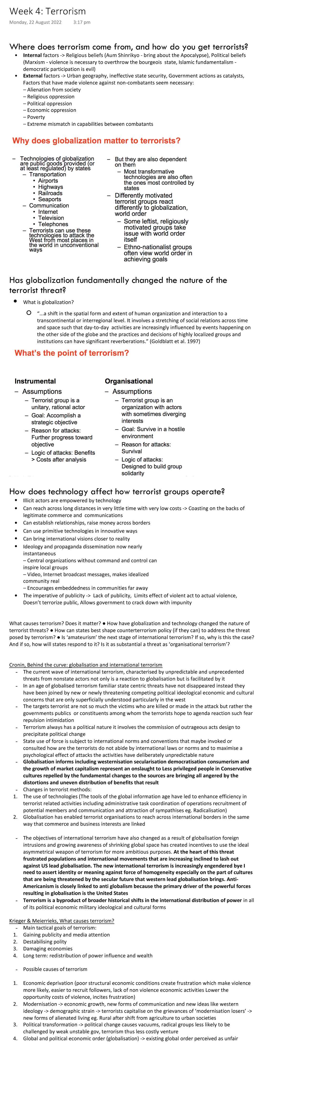 Week 4 Terrorism - Where does terrorism come from, and how do you get ...