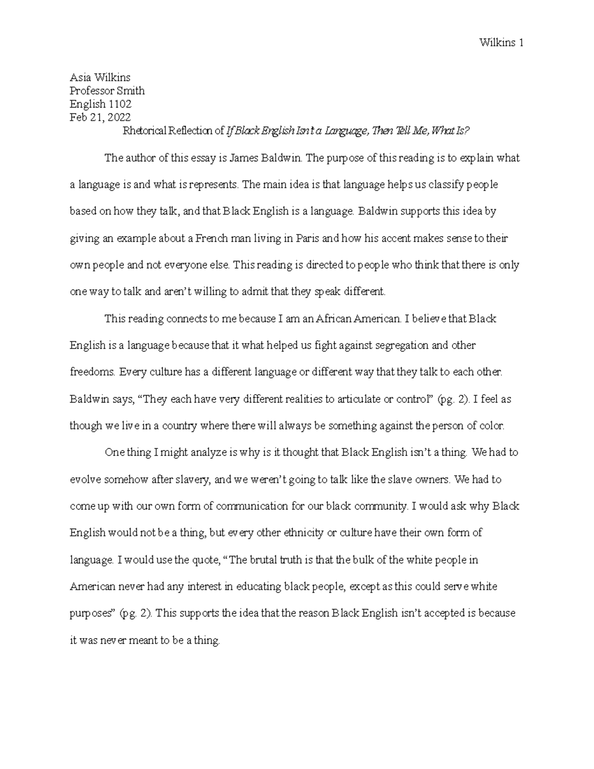 Black English Rhetorical - ENGL 1102 - Clayton State - Studocu