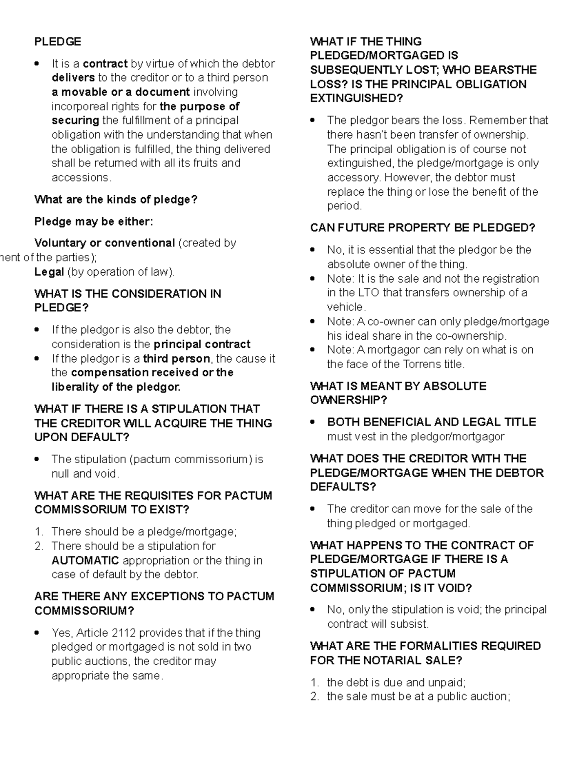 Pledge Truth Lending ACT - PLEDGE It is a contract by virtue of which ...