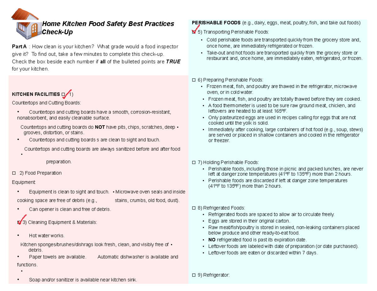Home Kitchen Food Safety Best Practices Checkup - Home Kitchen Food ...