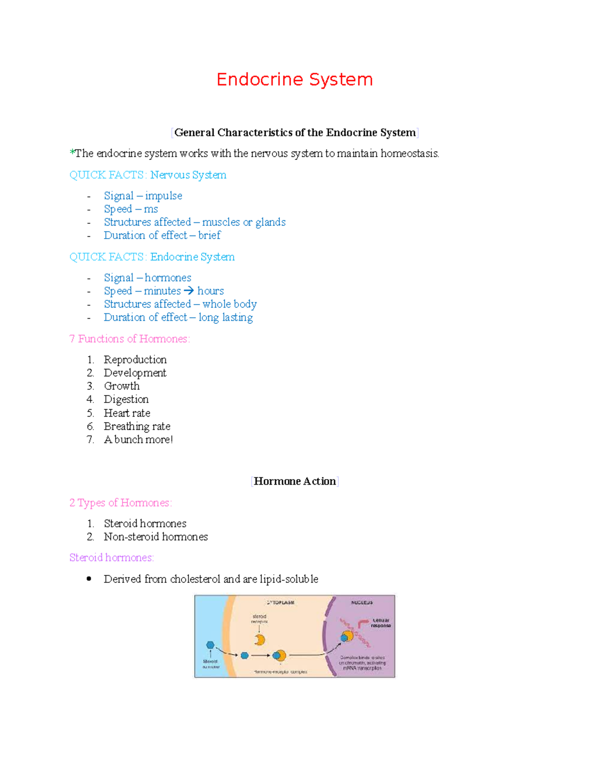 Endocrine System Notes (class year: fall 2021) - Endocrine System ...