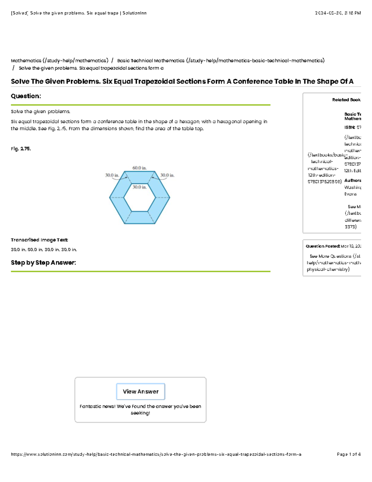 [Solved] Solve the given problems. Six equal trape Solution Inn - Mathematics - Studocu