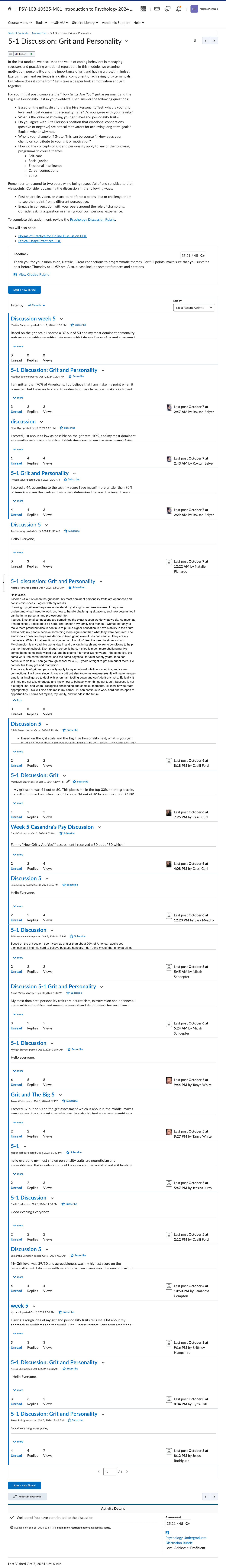 5-1 Discussion: Grit and Personality - PSY-108-10525-M01 Introduction to Psychology 2024 C-5 ...