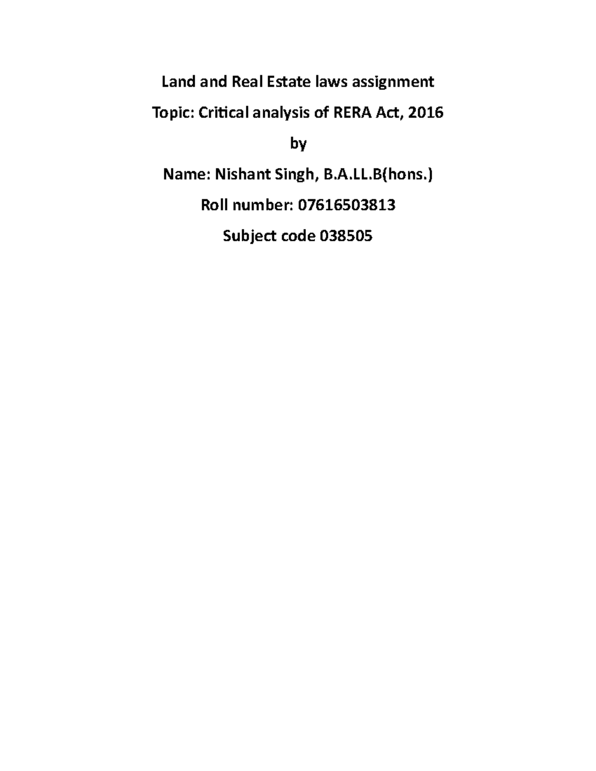RERA Act, 2016 - CRITICAL ANALYSIS OF RERA ACT,2016 - Land and Real ...