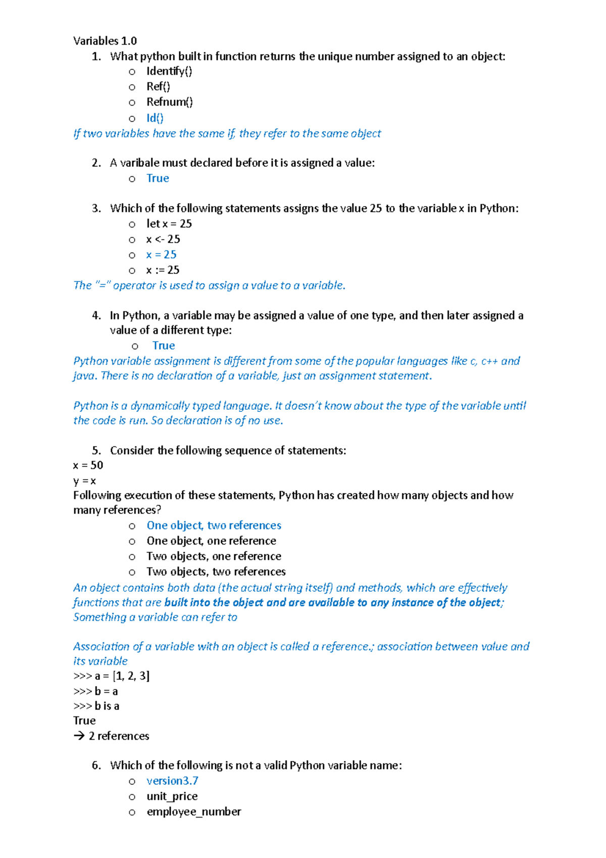 Variables - MC on python, data types etc - Variables 1. 1. What python ...
