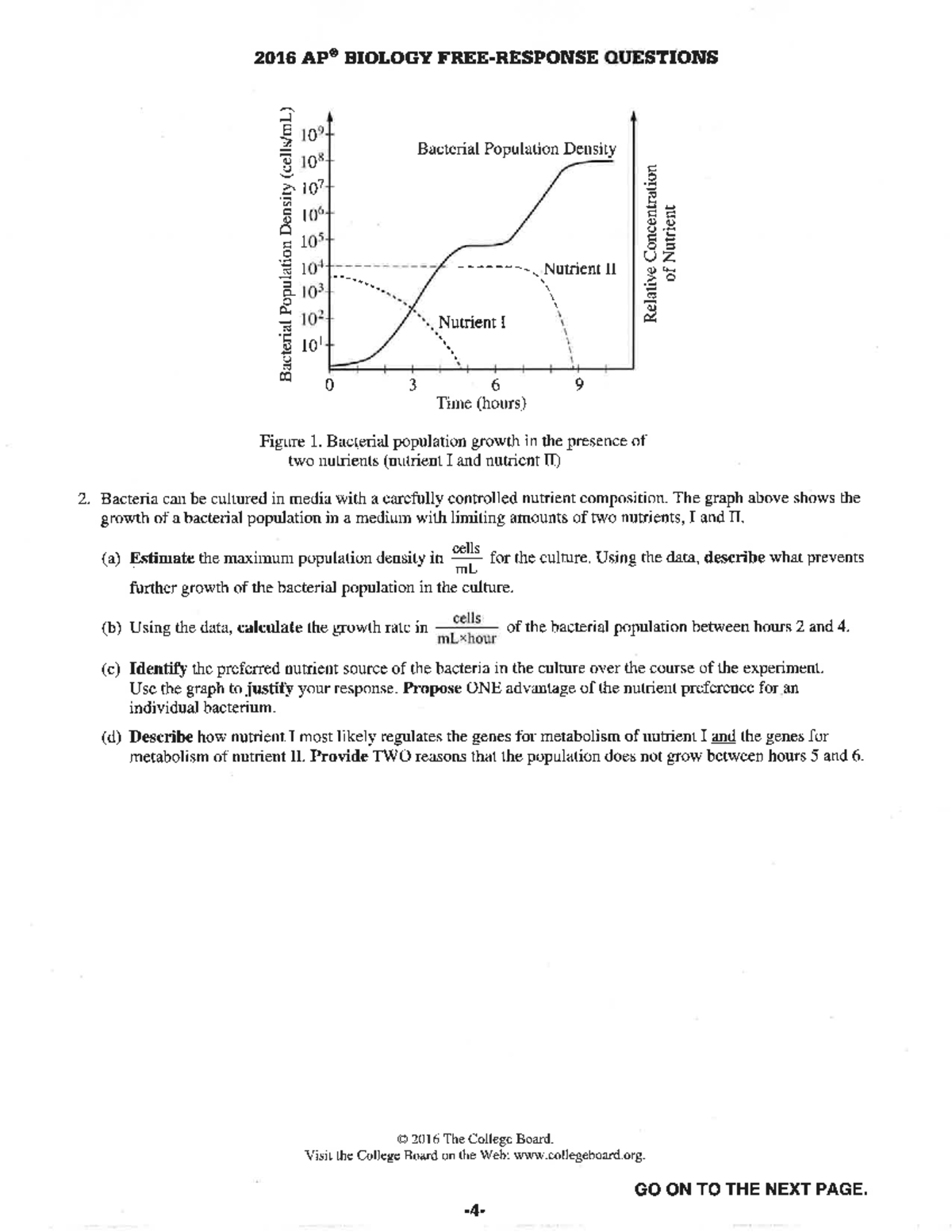 Ecology 40-41 FRQs - frq practice - 2016 BIOLOGY QUESTIONS Bacterial ...