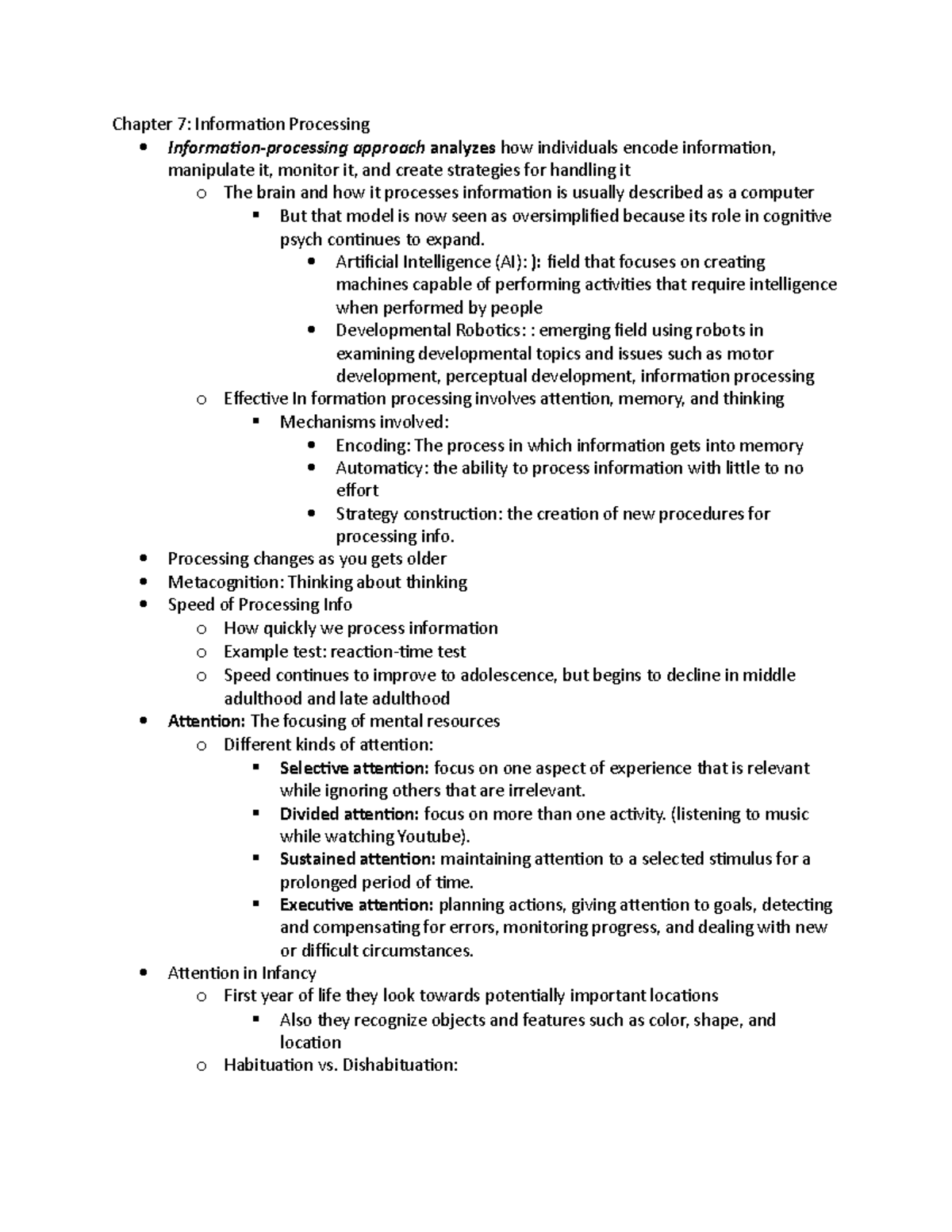 Chapter 7 Notes - Chapter 7: Information Processing Information ...