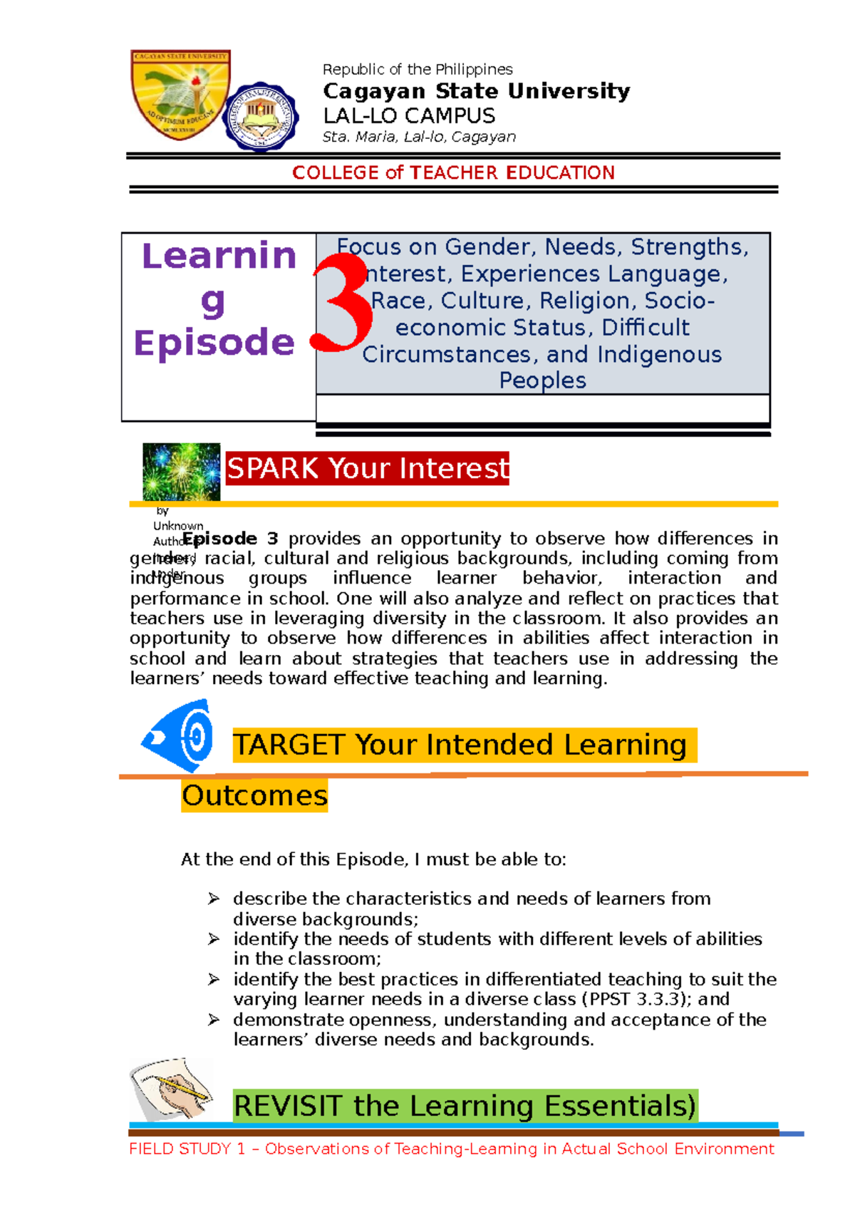 Field Study 1 Episode 3 - by Unknown Author is licensed under Cagayan ...
