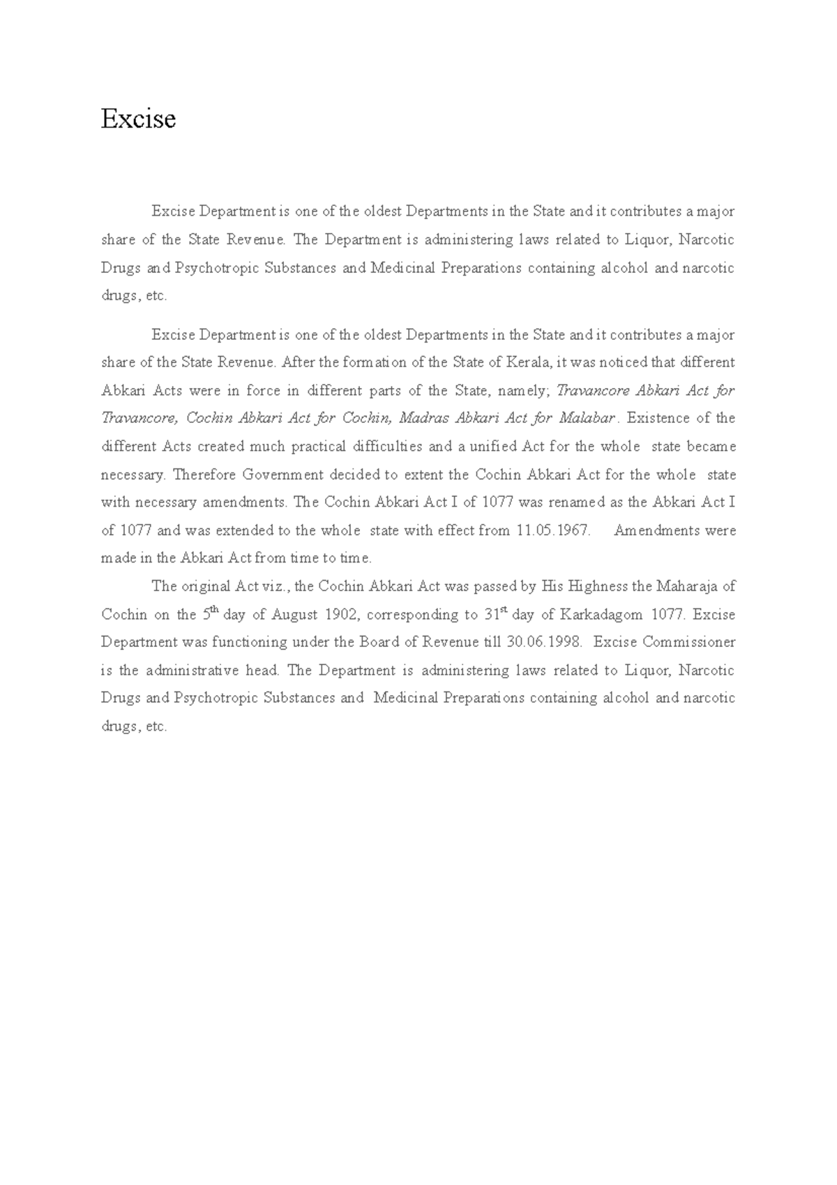 Excise - it is an report that made during the academic year 2020-2021 ...