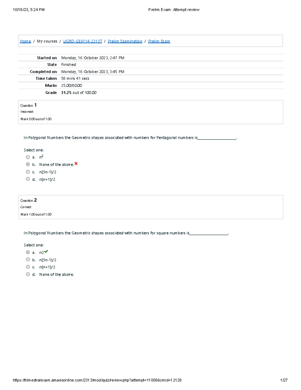 METH - math - Home / My courses / UGRD-GE6114-2313T / Prelim ...