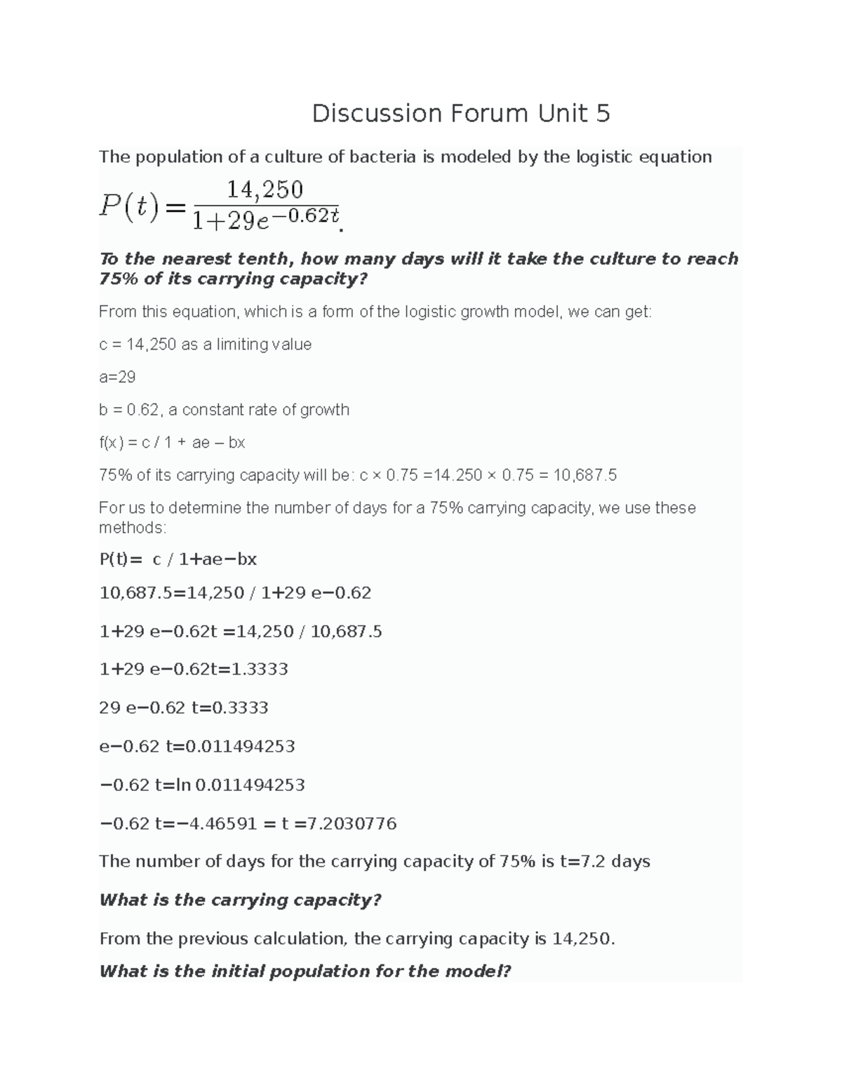 Discussion Forum Unit 5 - MATH 1201 College Algebra - Discussion Forum ...