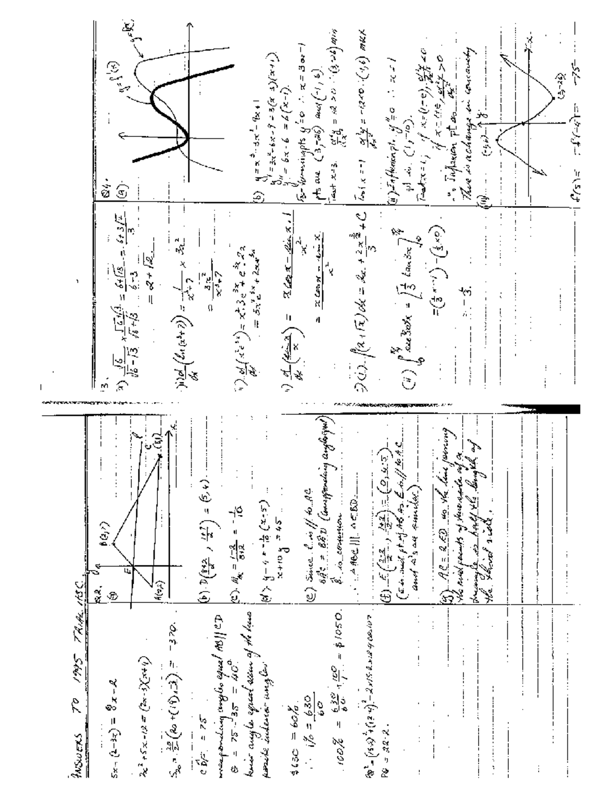 1995 CSSA Mathematics solutions - ANSWERS TO 1995 TRIAL HSC. Q2. B(2,7 ...