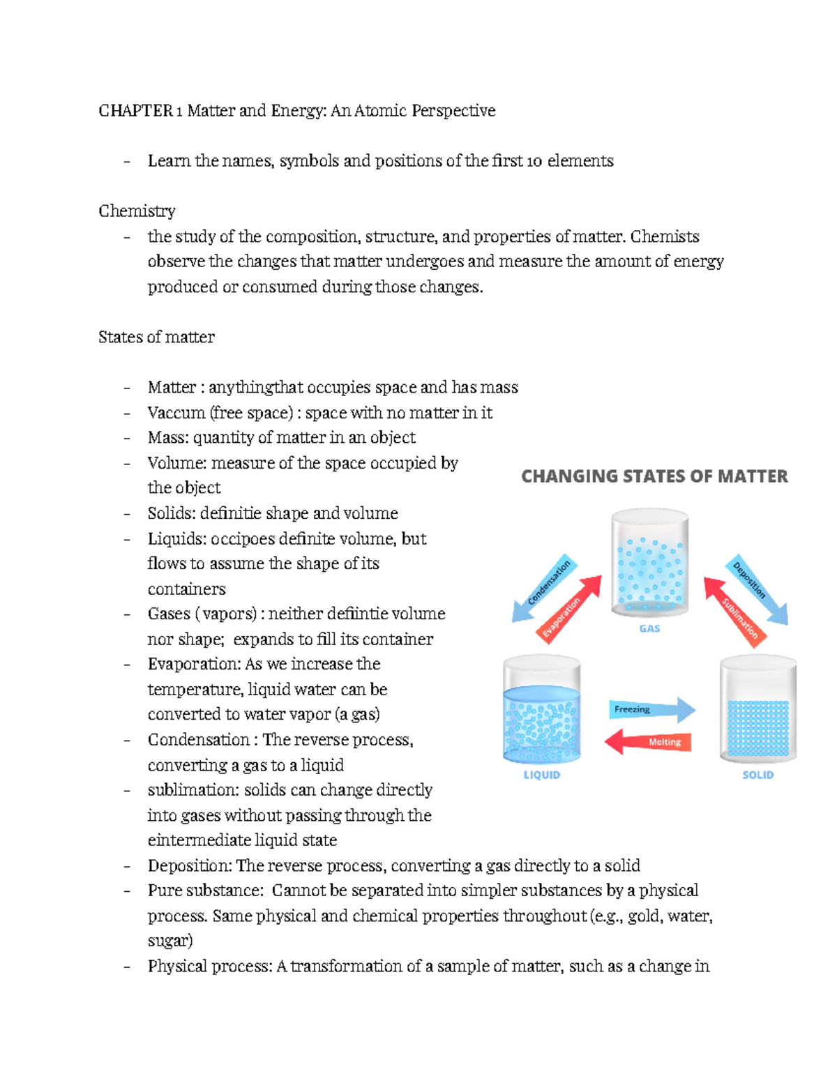 Chem notes - CHAPTER 1 Matter and Energy: An Atomic Perspective Learn ...