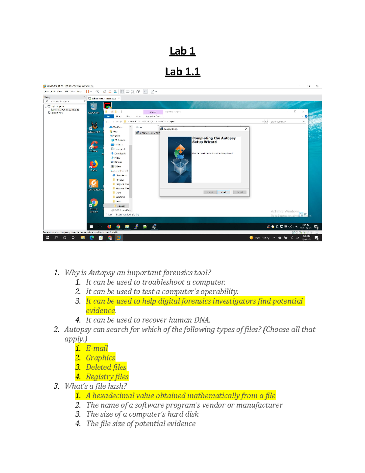 Lab 1 - This is a good doc - Lab 1 Lab 1 1. Why is Autopsy an important ...