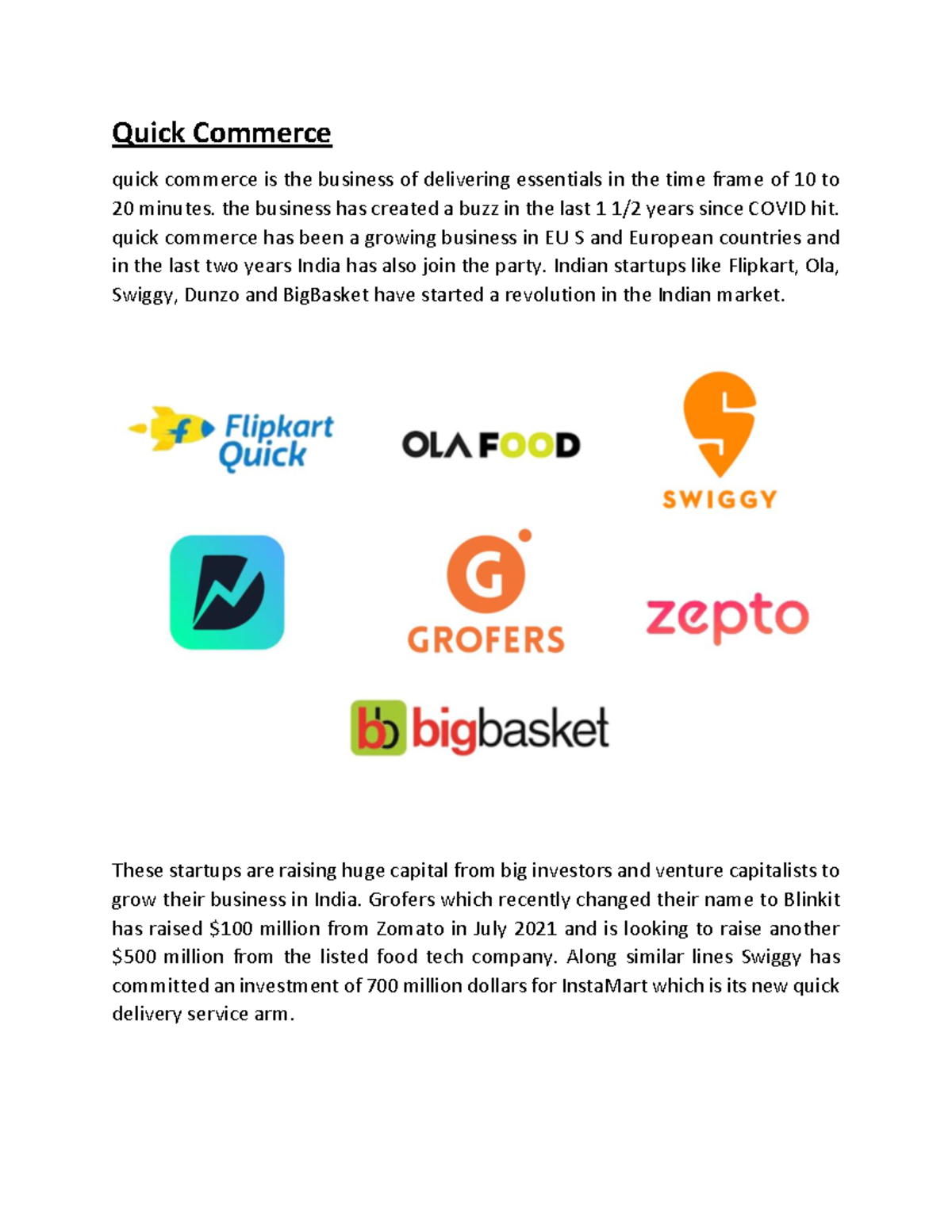 Quick Commerce notes-1 - Advanced Strategic Management - Studocu