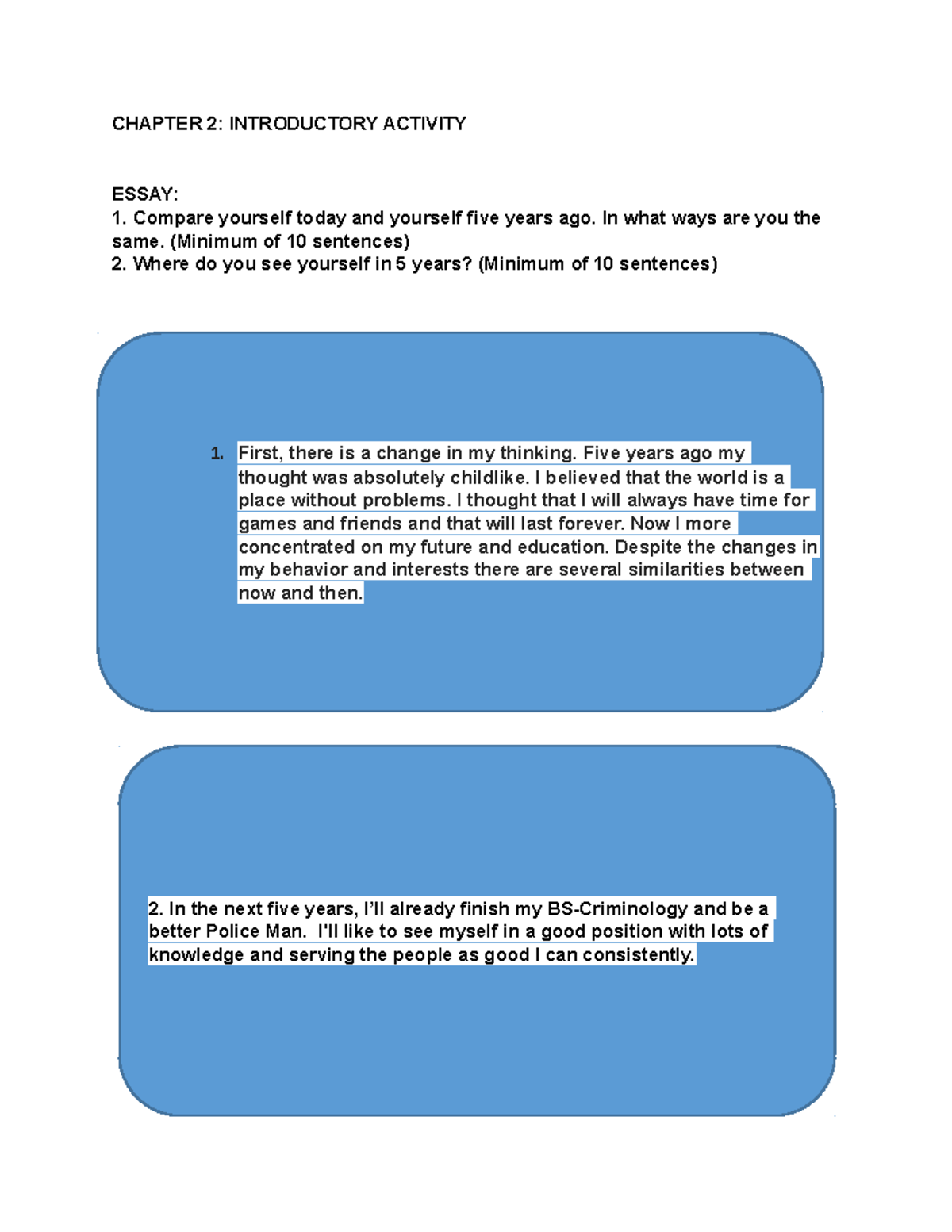 Chapter 2 - sfsfsf - CHAPTER 2: INTRODUCTORY ACTIVITY ESSAY: Compare ...