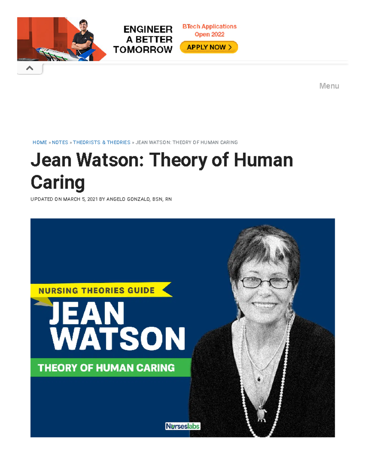 Jean Watson Theory of Human Caring - Nurseslabs - HOME » NOTES ...