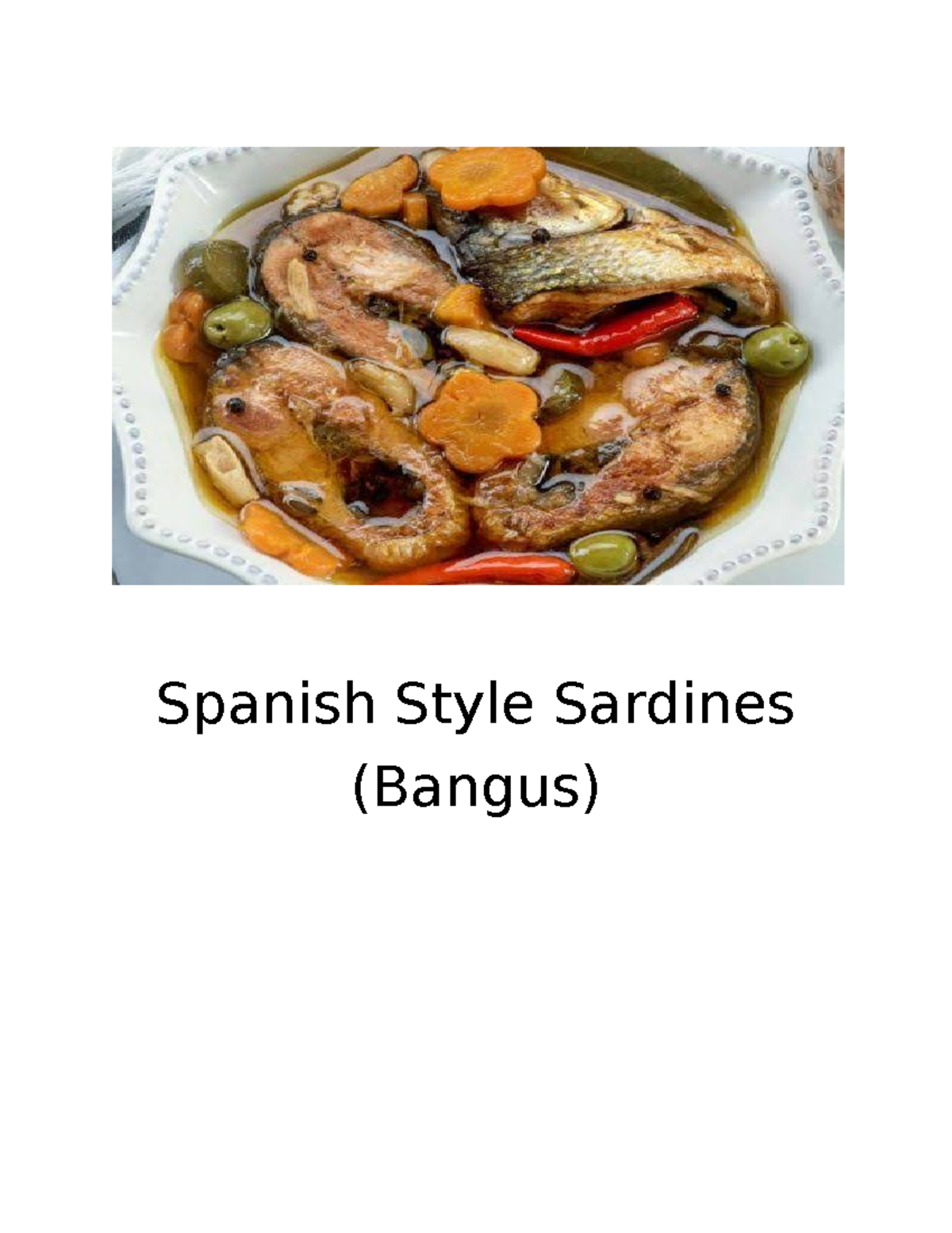 Sardines - Sardinas - Bachelor of Secondary Education - Spanish Style ...