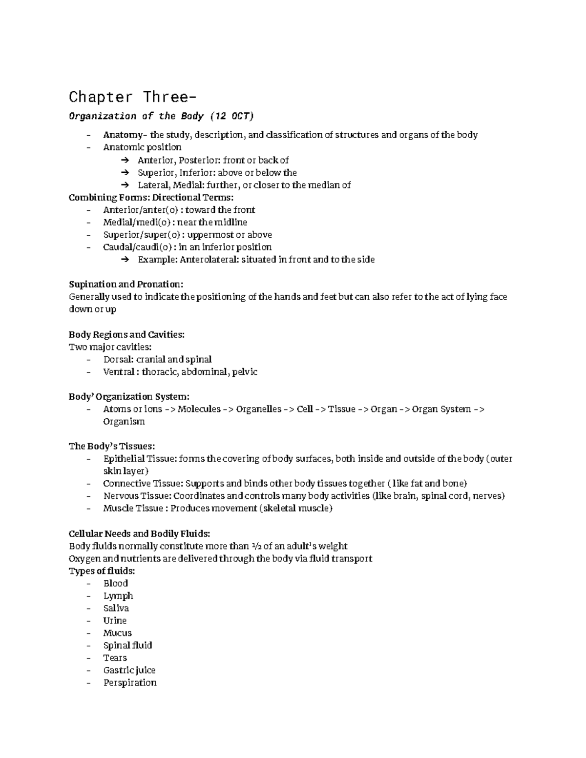 Medical Terminology-PHAR201-Chapter 3 and 4 Notes - Chapter Three ...