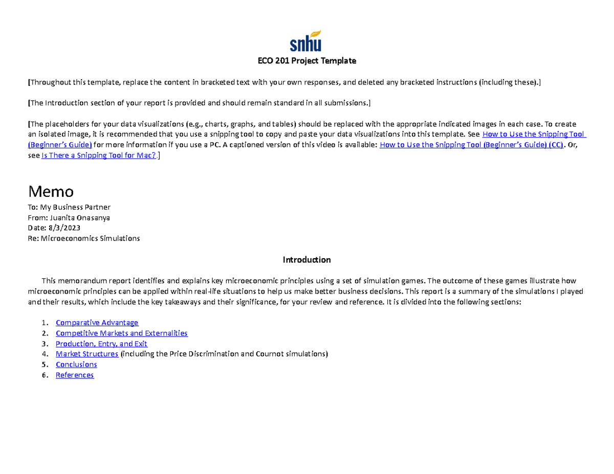 ECO 201 Project module 8 - ECO 201 Project Template [Throughout this template, replace the ...