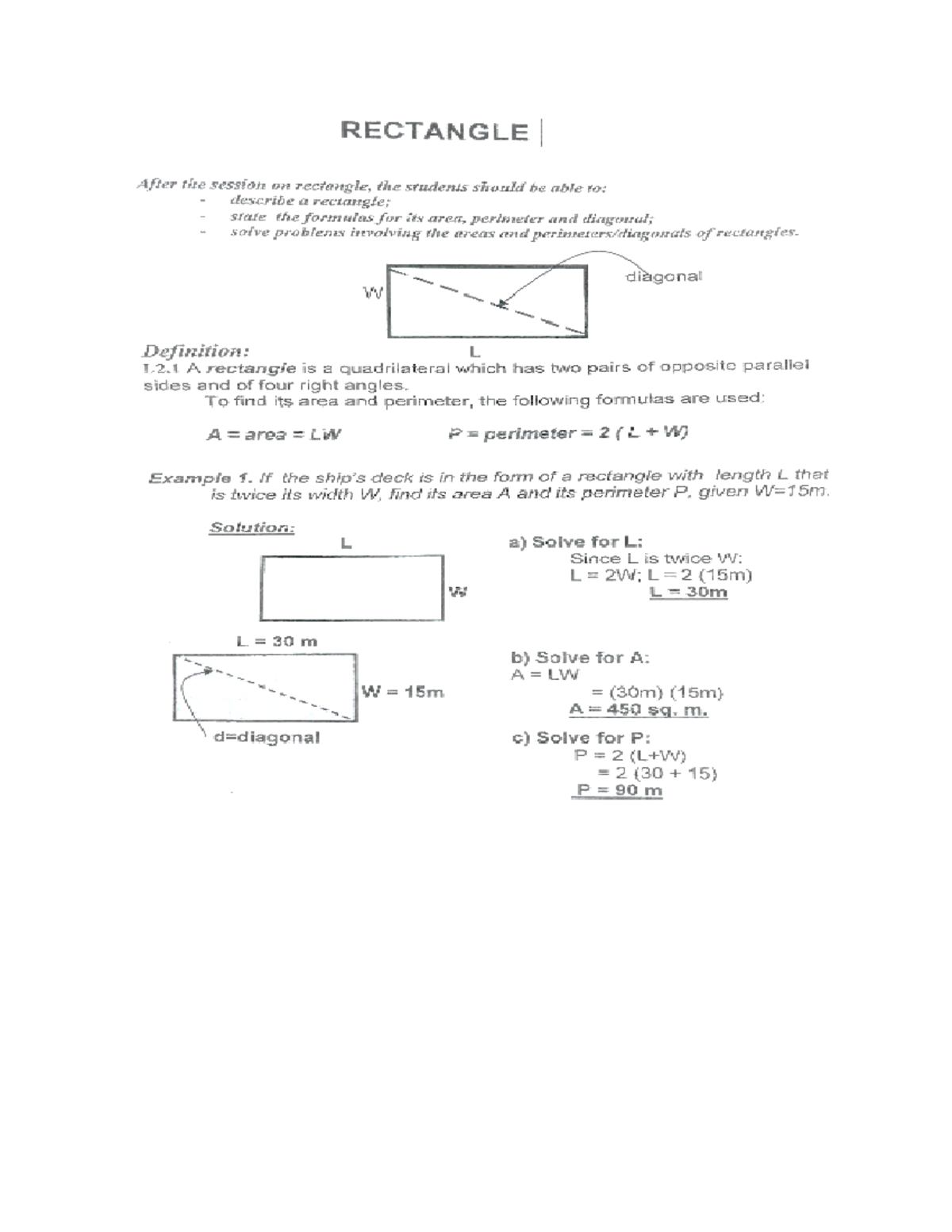 Math 103-rectangles - other - RECTANGLE After the session on rectangle ...
