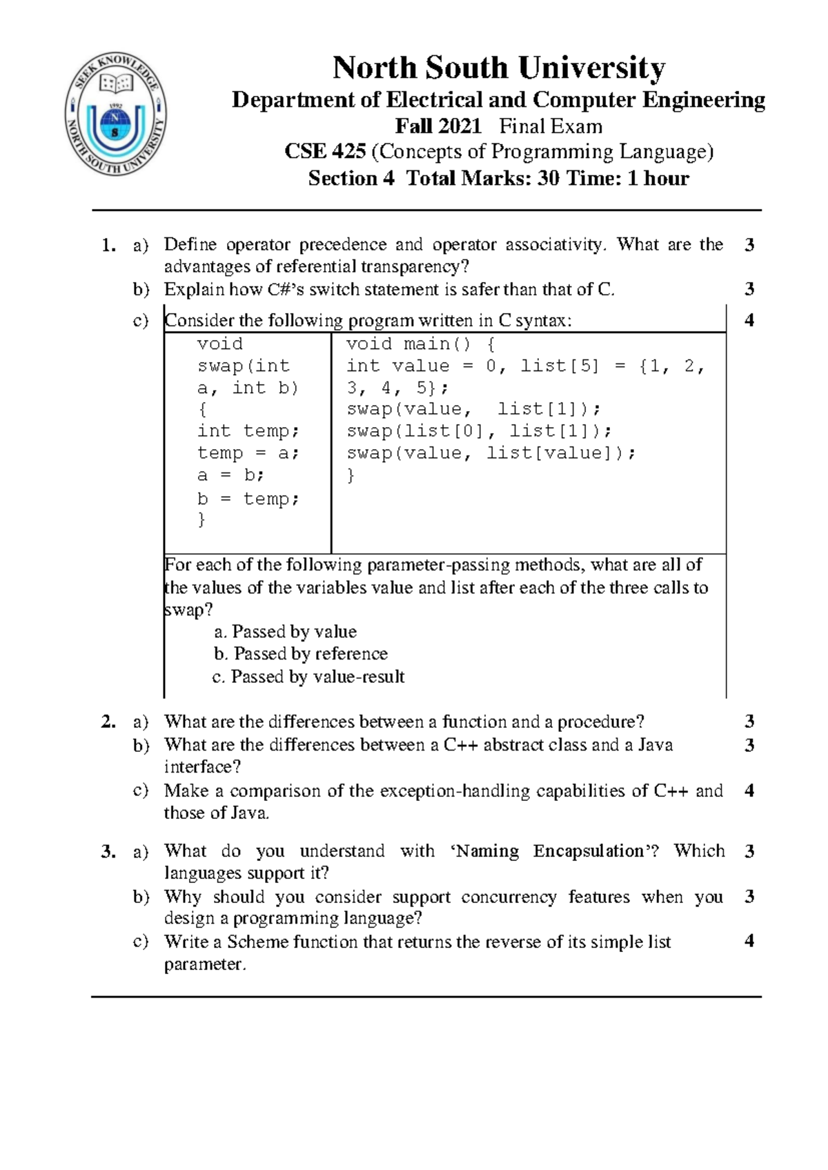 SEC 4 - Questions - North South University Department of Electrical and ...