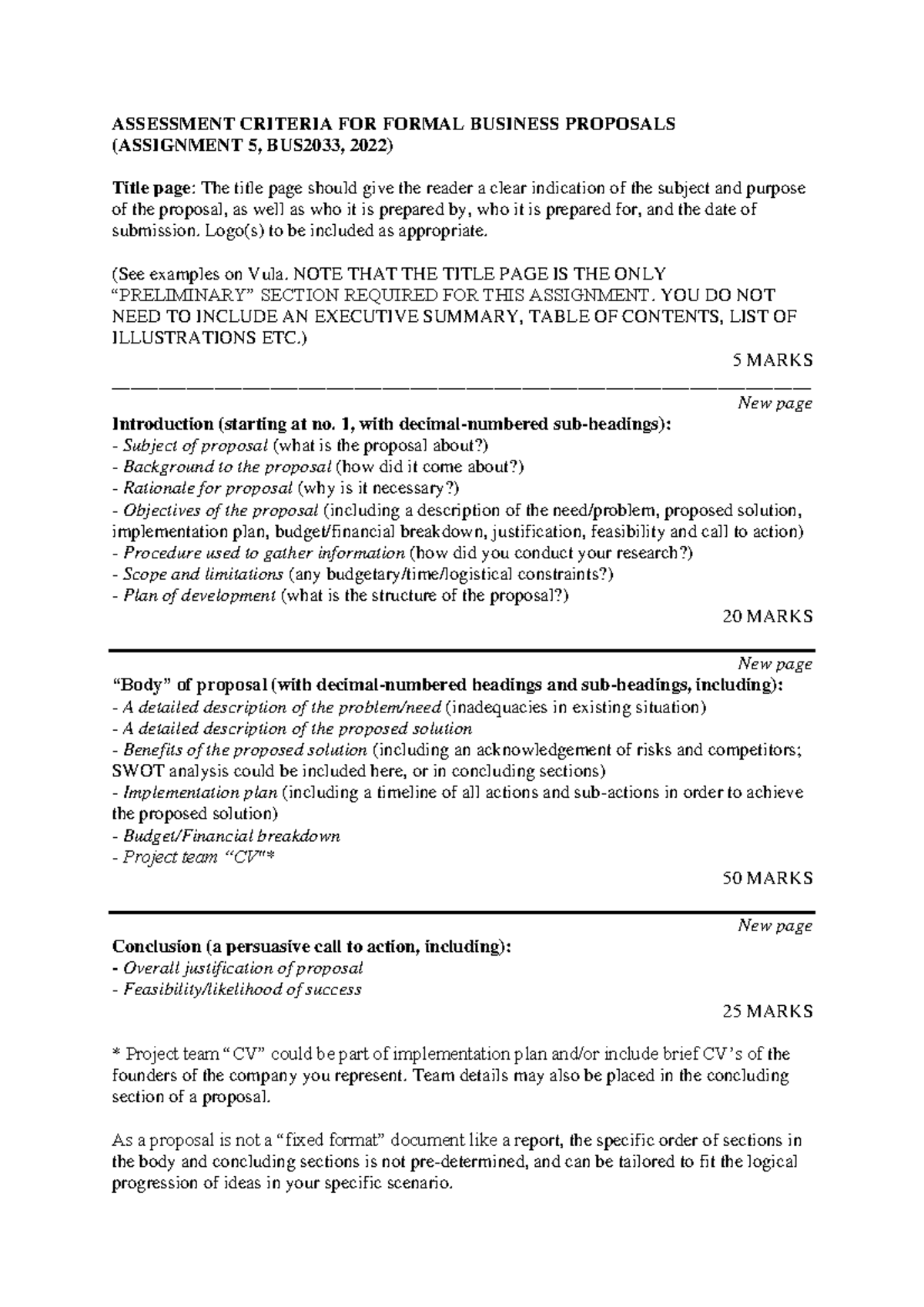 Assessment Criteria for Assignment 5 2022 - ASSESSMENT CRITERIA FOR ...