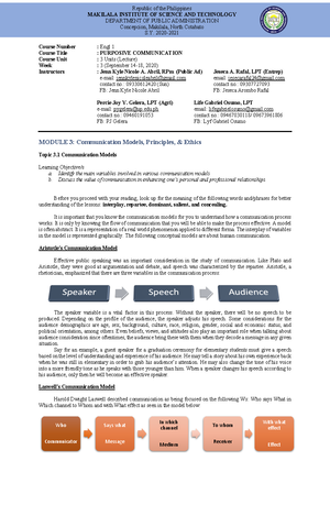 Syllabus- Purposive- Communication - COURSE SYLLABUS Course Title ...